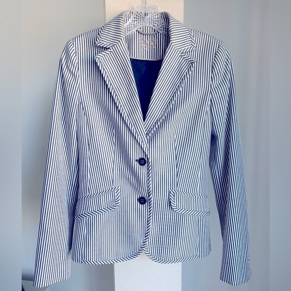 Mango | Jackets & Coats | Mango Navy And White Striped Blazer | Poshmark